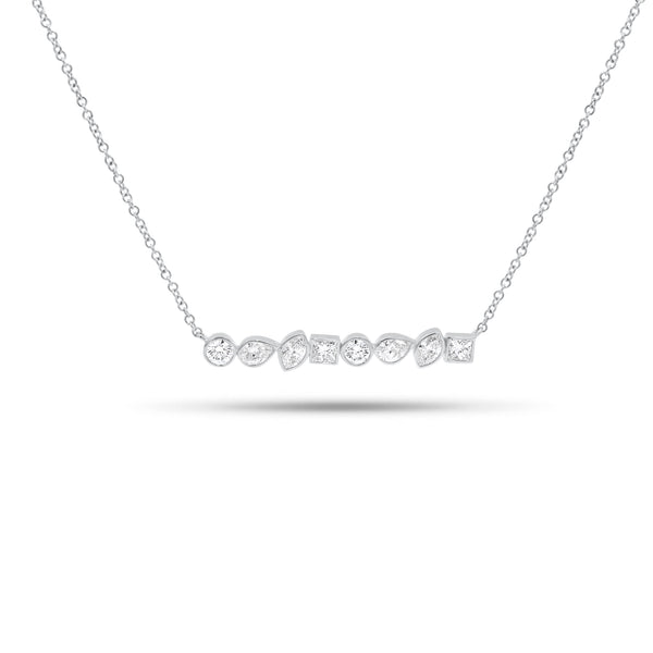 Mixed Shape Bezel-Set Diamond Bar Pendant - Nuha Jewelers