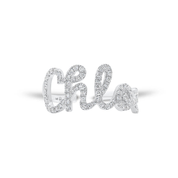 Diamond Script Name Ring - Nuha Jewelers
