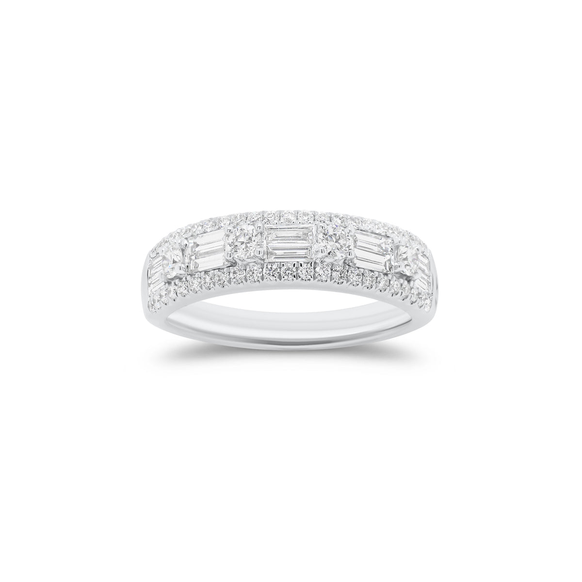 Round & Baguette Diamond Pattern Ring - Nuha Jewelers