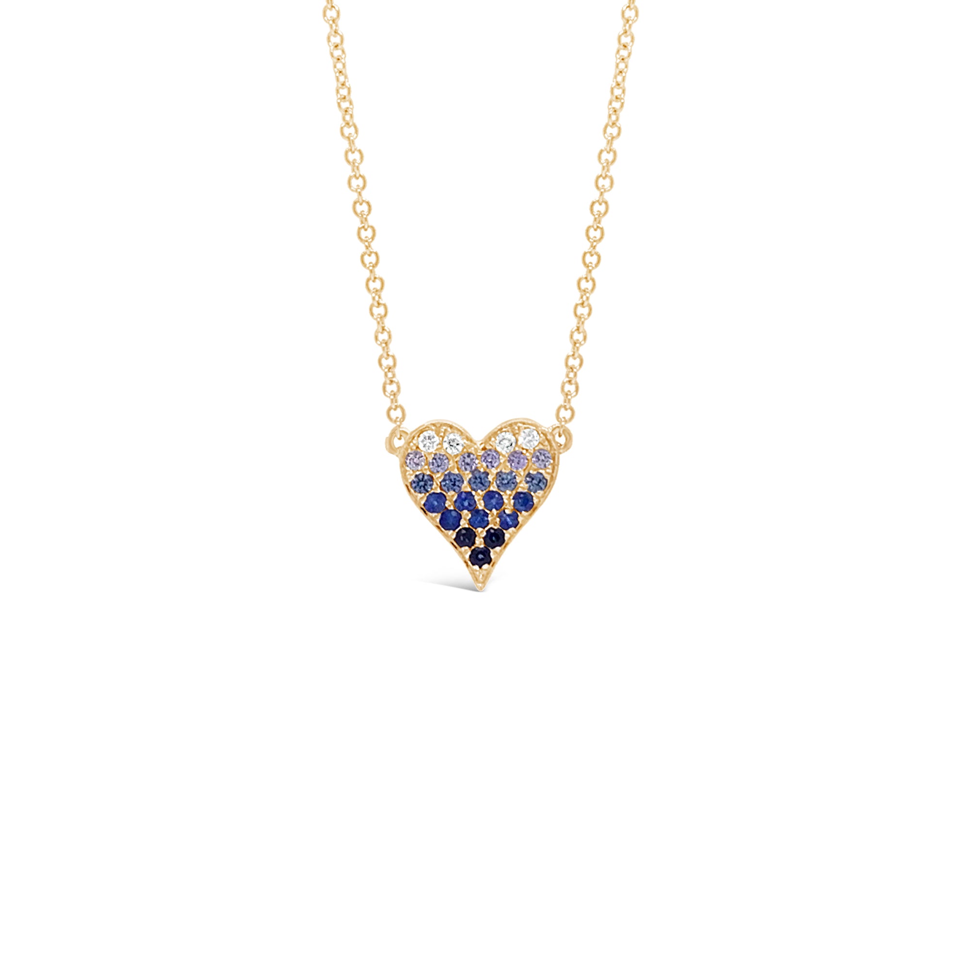 Sapphire Gradient Mini Pink Diamond Heart Pendant Necklace - Nuha Jewelers