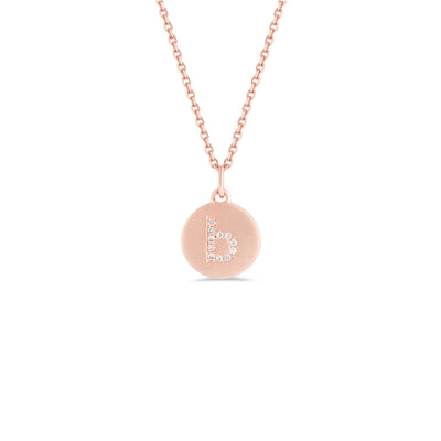 Mini Diamond Initial Disc Pendant - Nuha Jewelers