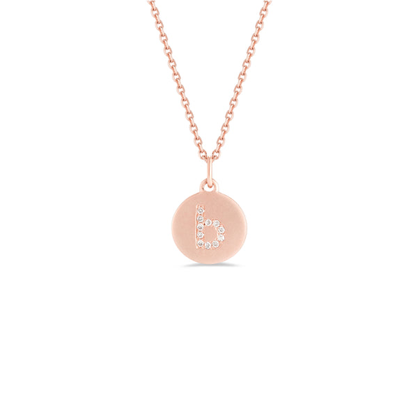 Mini Diamond Initial Disc Pendant - Nuha Jewelers