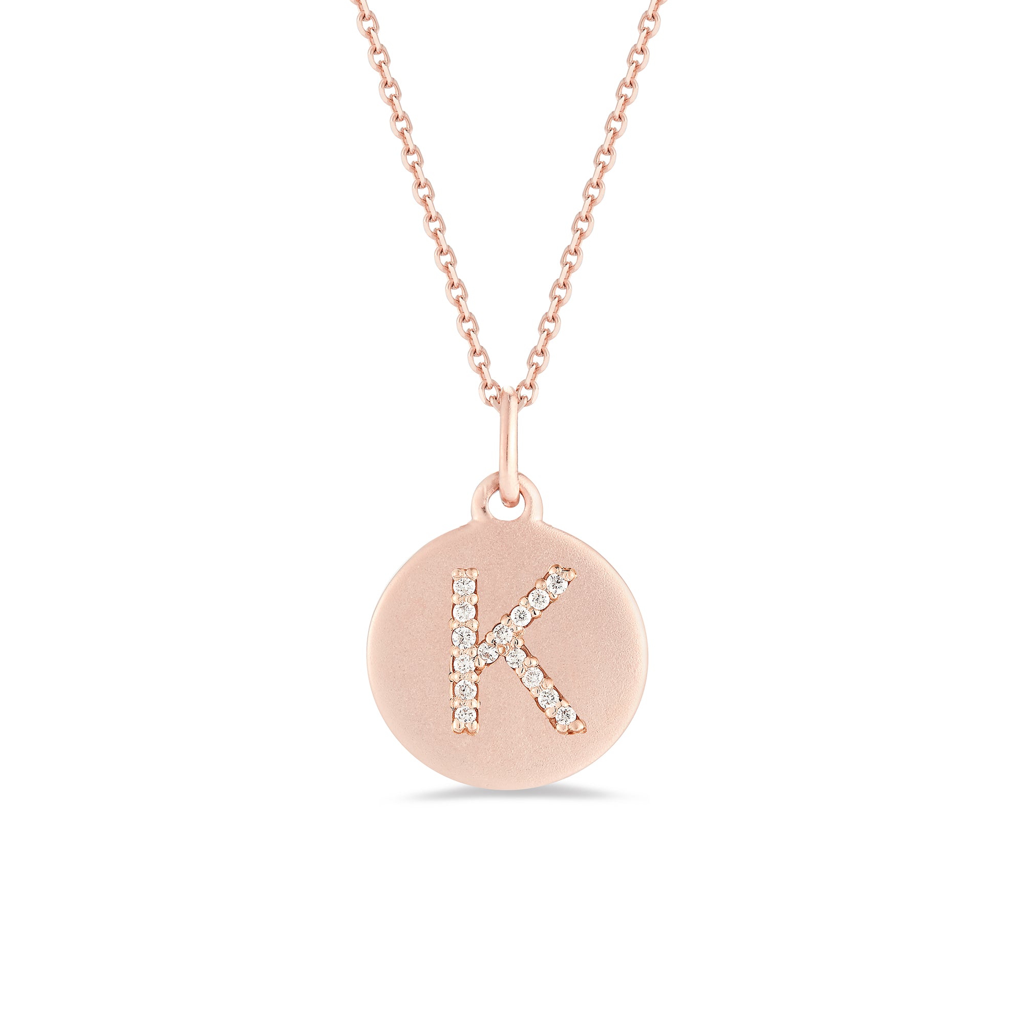 Diamond Initial Disc Pendant - Nuha Jewelers