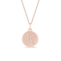 Diamond Initial Disc Pendant - Nuha Jewelers